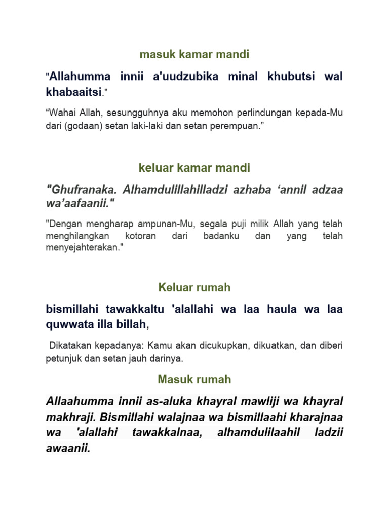 Doa Masuk Dan Keluar Rumah | PDF Doa Masuk Dan Keluar Rumah | PDF