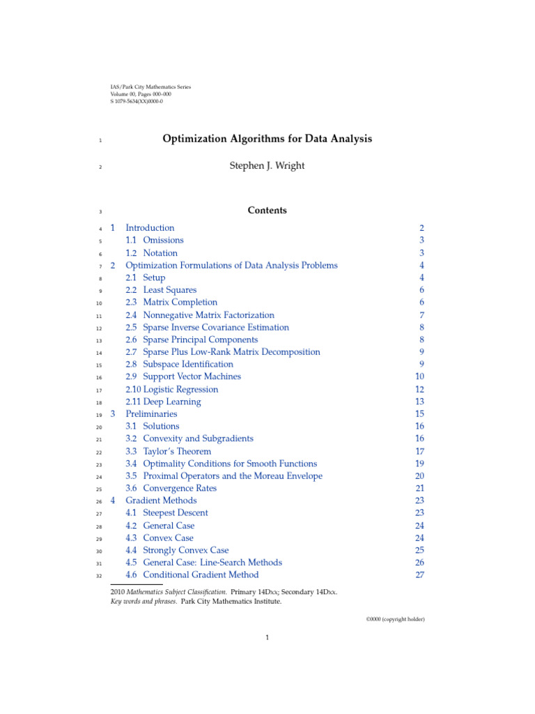 Optimization Algorithms For Data Analysis Wright Pdf Matrix