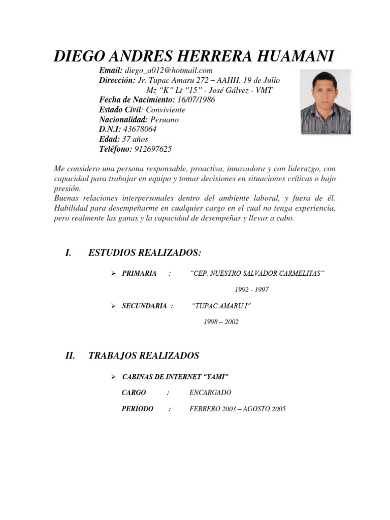 Cv. Diego Herrera | PDF