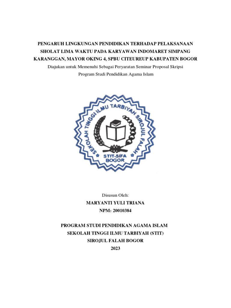 PROPOSAL SKRIPSI (Peran Lingkungan Pendidikan) | PDF