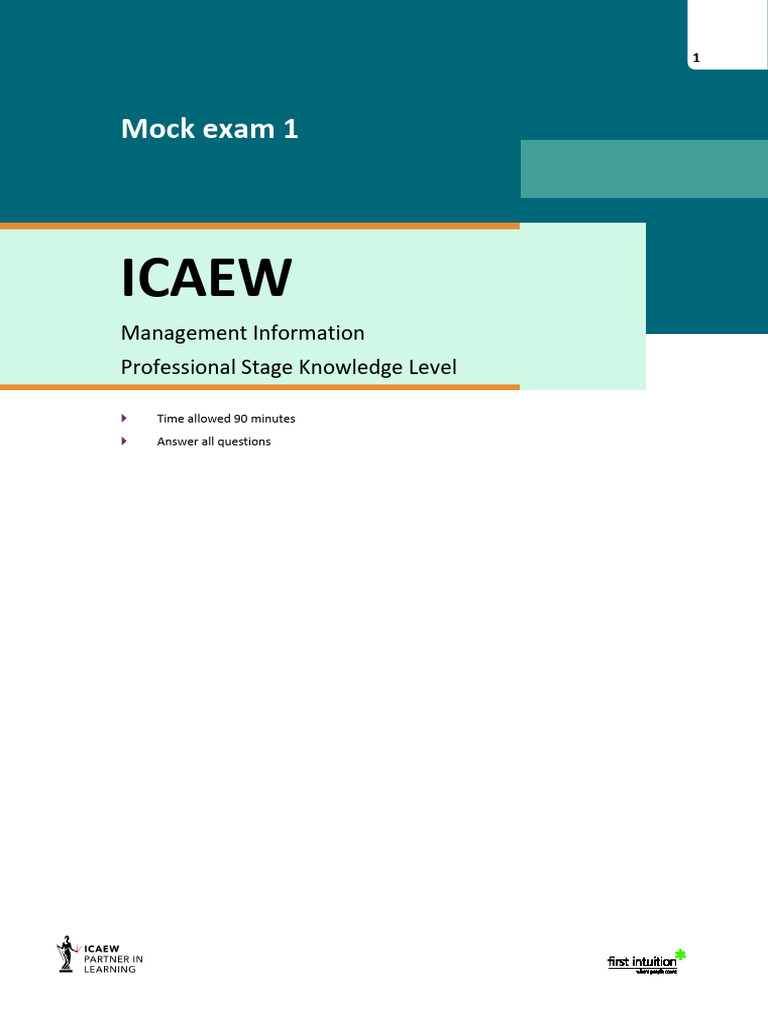 ICAEW MI Mock Exam 1 Qs 2023 | PDF