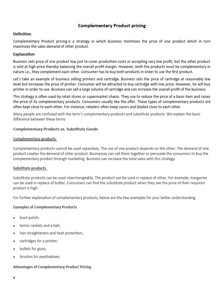 Complementary Pricing | PDF | Business