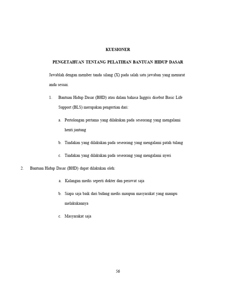 Kuesioner Pengetahuan BHD - Awam | PDF