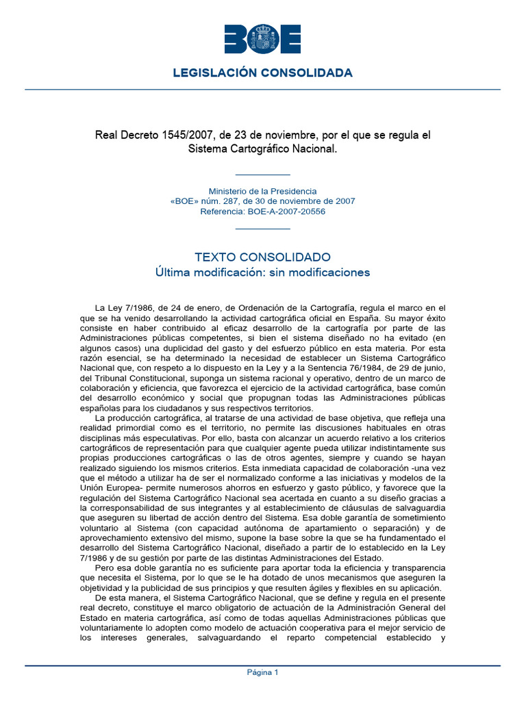 BOE-Sistema Cartográfico Nacional | PDF
