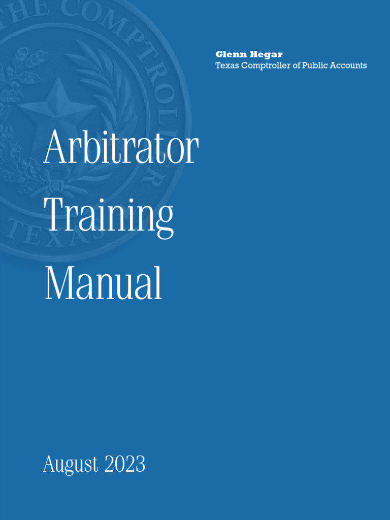 Arbitrator Training Manual: August 2023 | PDF | Arbitration | Real Estate Appraisal