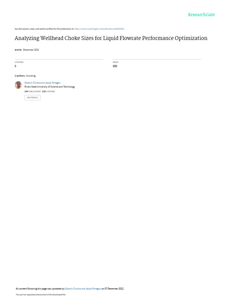 Analyzing Wellhead Choke Sizes For Liquid Flowrate Performance ...