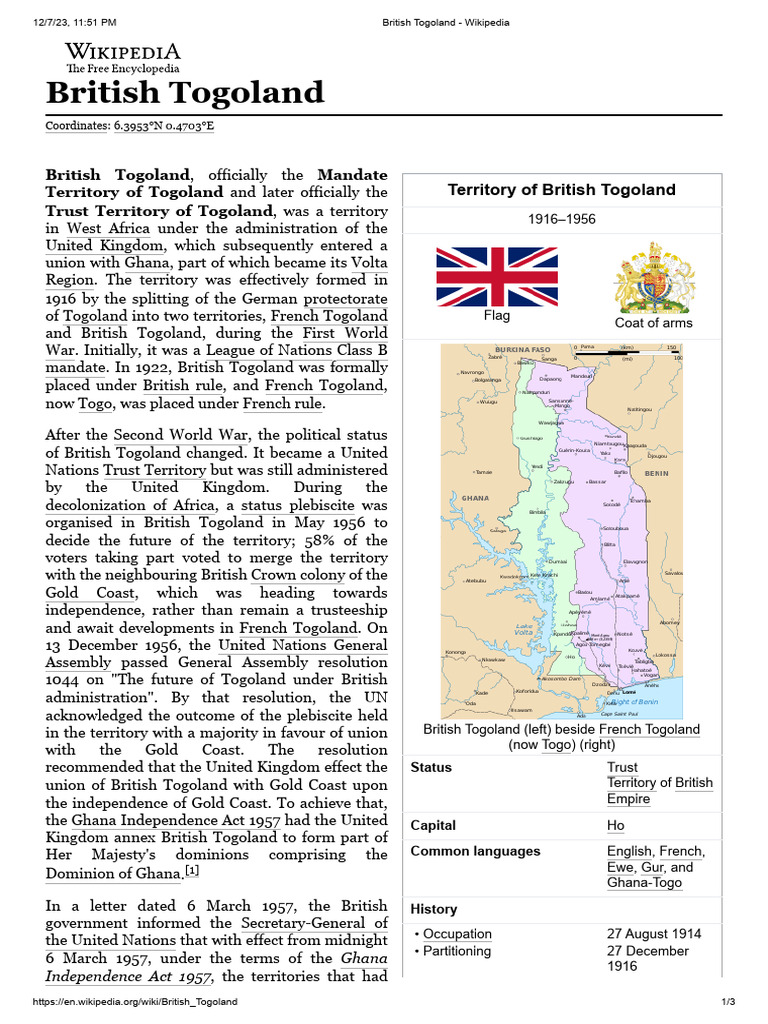 British Togoland | PDF | International Relations | Colonialism