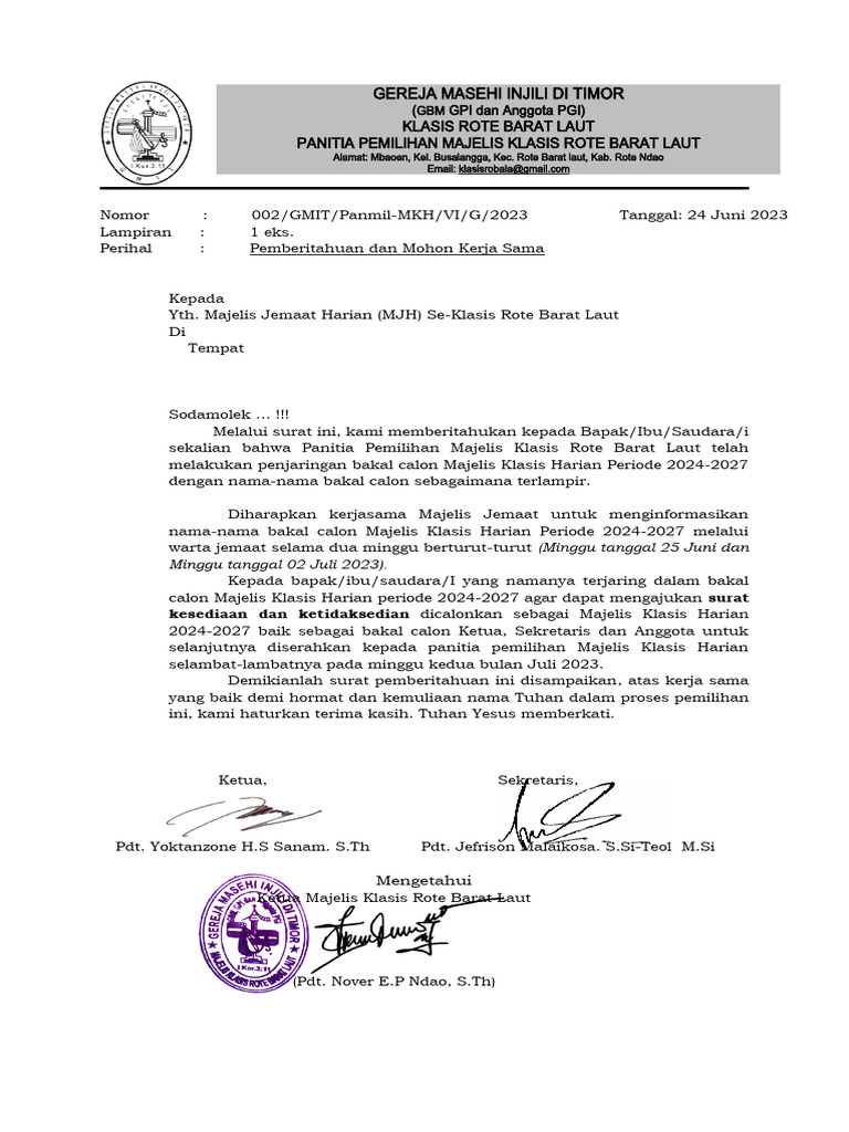 Formulir Kesedian Penatua, Diaken Dan Pengajar | PDF | Agama ...