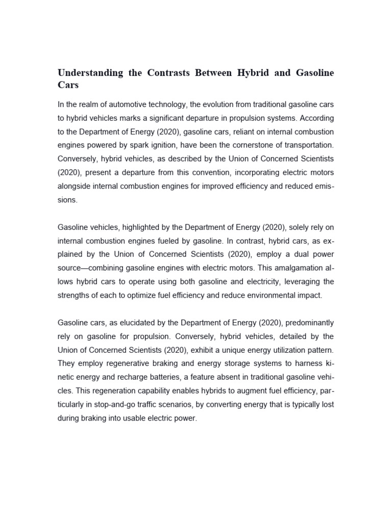 Argumentative Essay | PDF | Electric Vehicle | Hybrid Electric Vehicle