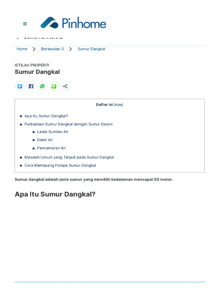 Apa Itu Sumur Dangkal - Kamus Istilah Properti - Pinhome | PDF