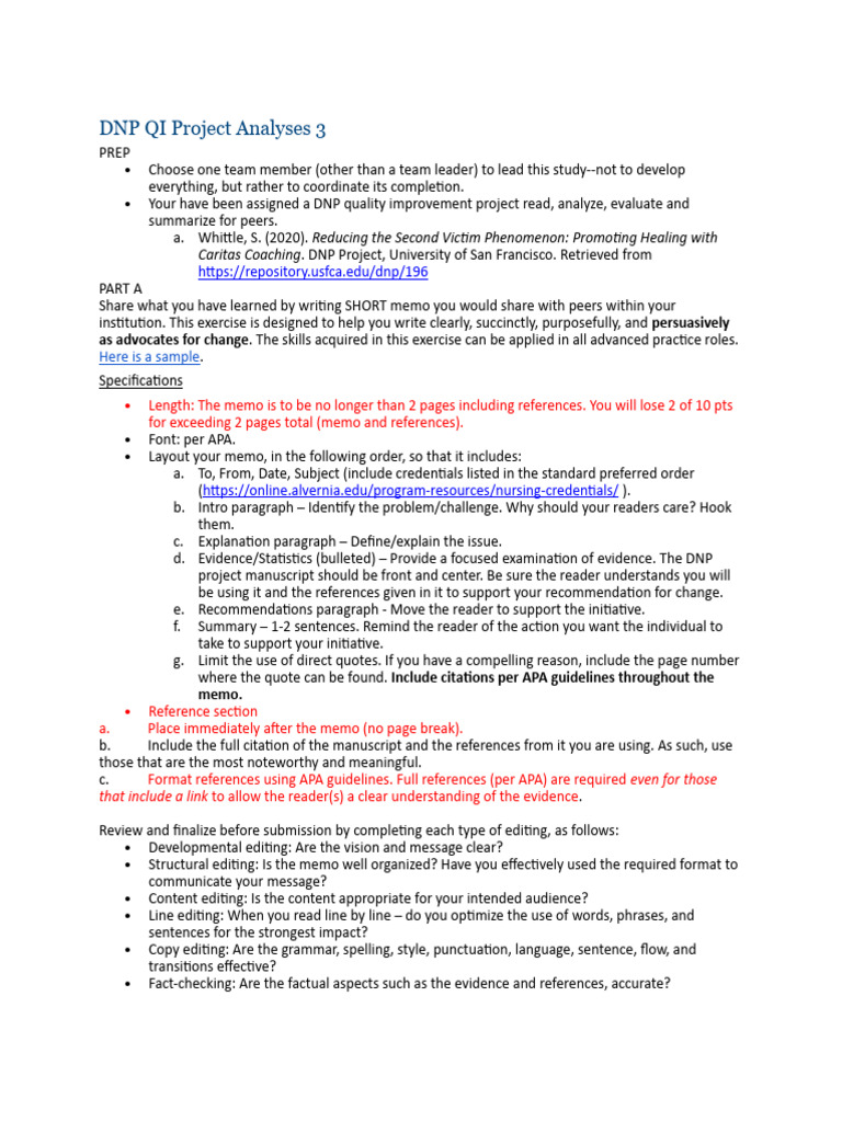 DNP QI Project Analyses 3: Caritas Coaching. DNP Project, University of ...