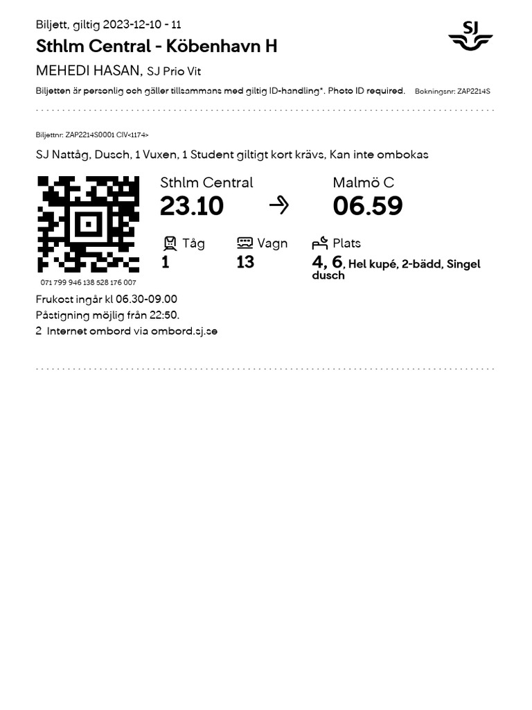 SJ Ticket | PDF