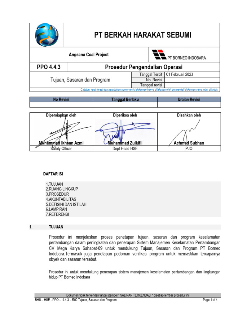 Prosedur Keselamatan Pertambangan BHS | PDF | Bisnis | Teknologi & Rekayasa