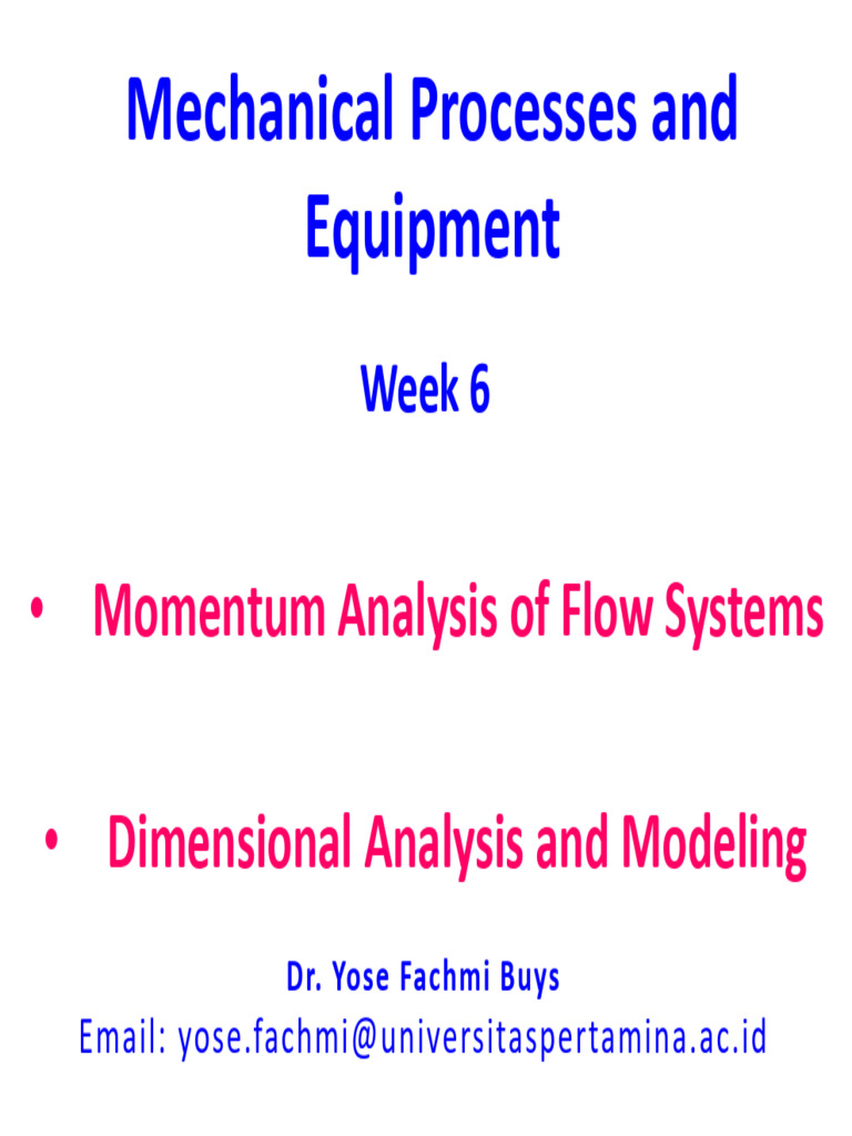 MPE - W6 - Momentum Analysis - Dimensional Analysis | PDF