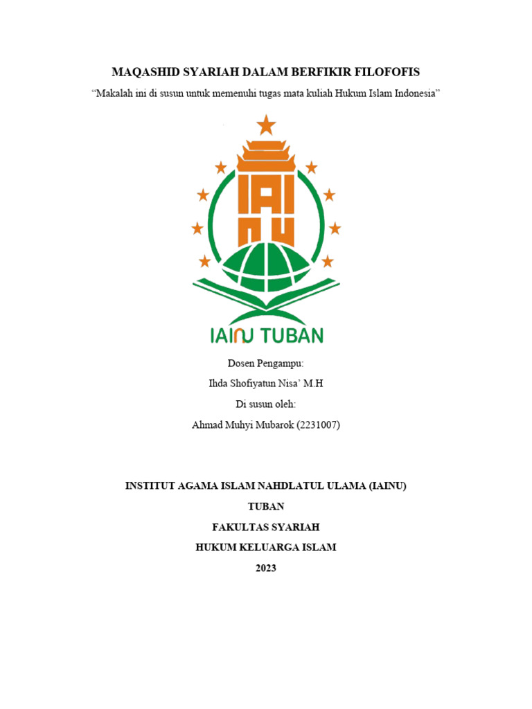 Maqashid Syariah Dalam Berfikir Filofofis | PDF