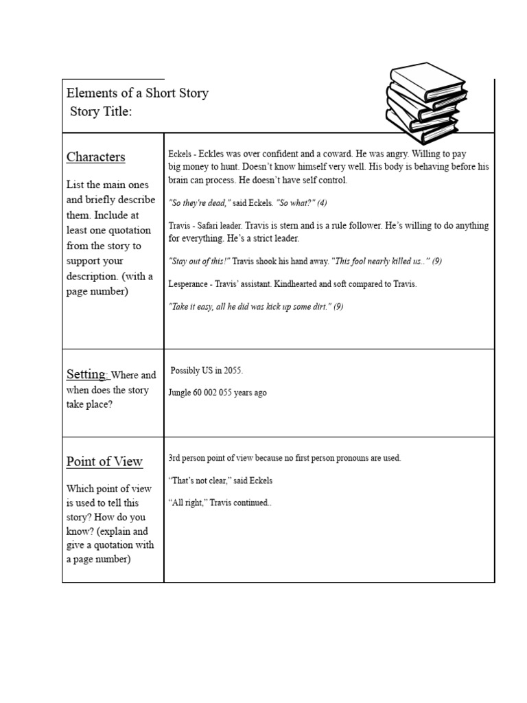 Elements of A Short Story - A Sound of Thunder | PDF