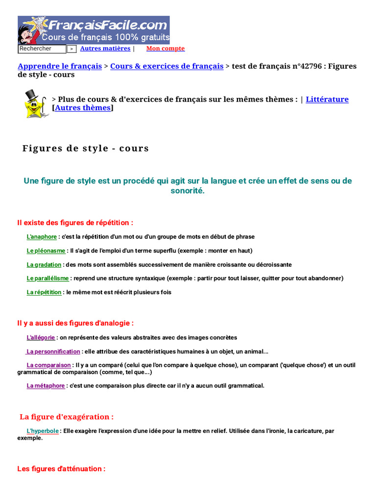 Figures de Style | PDF | Techniques de rhétorique | Mécanismes de la poésie