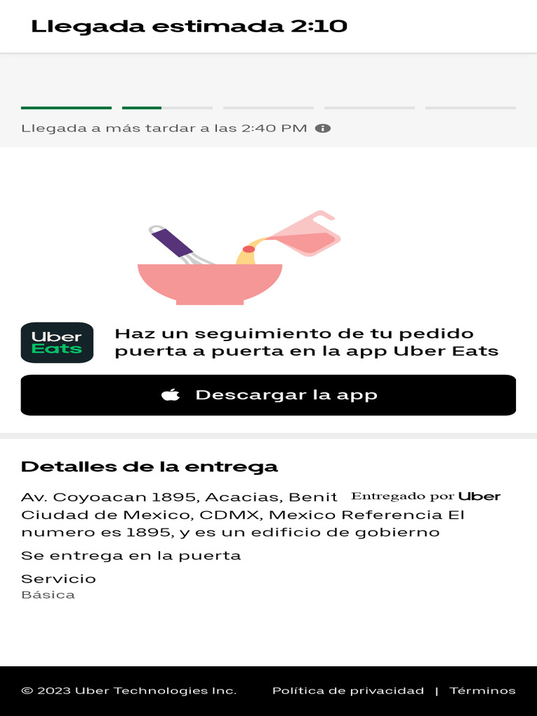 Preparando Tu Pedido... Uber Eats | PDF