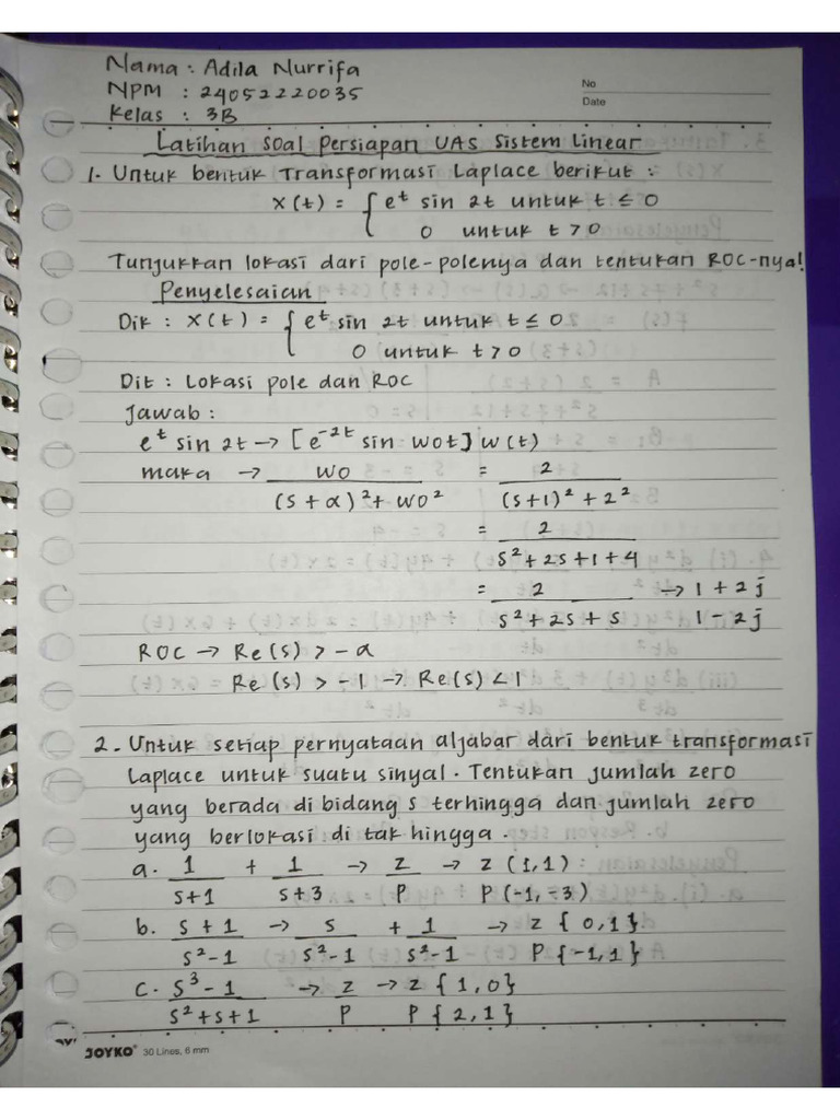 Adila Nurrifa - 3B - Latsol Persiapan UAS SisLin | PDF