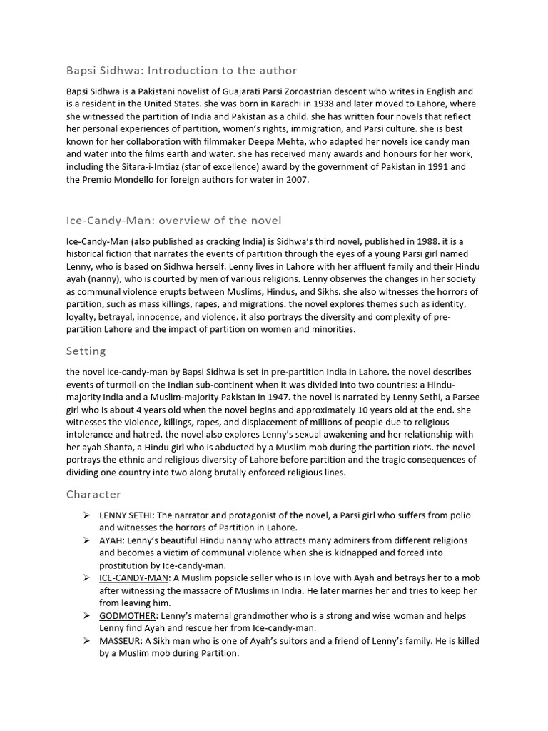 Ice Candy Man by Bapsi Sidhwa | PDF