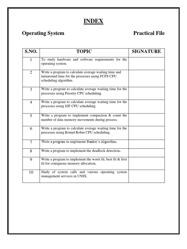 Index: Operating System Practical File | PDF | Windows Nt | Linux