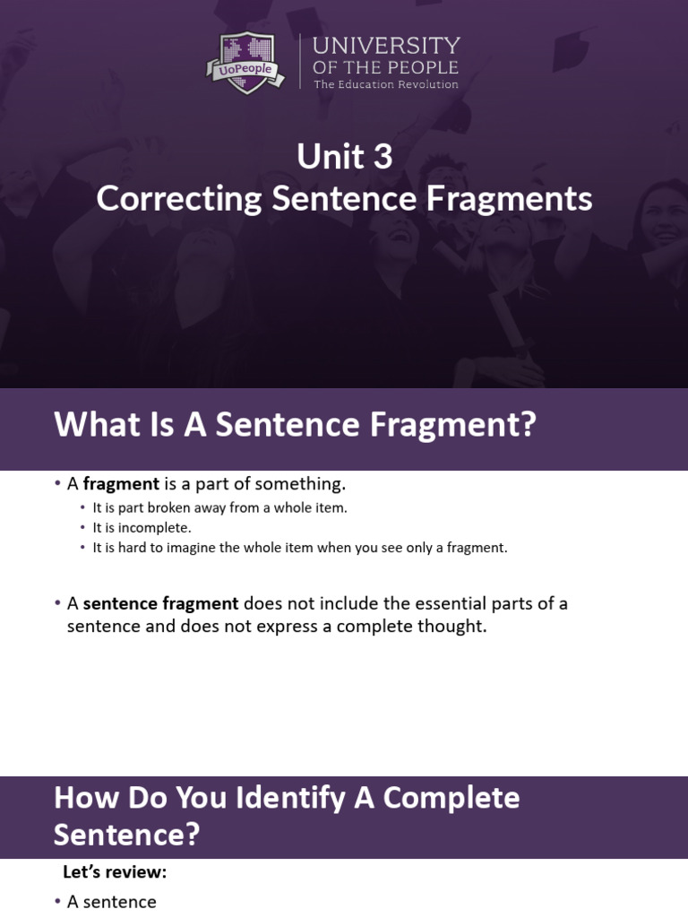 Identifying and Correcting Sentence Fragments | PDF | Sentence ...