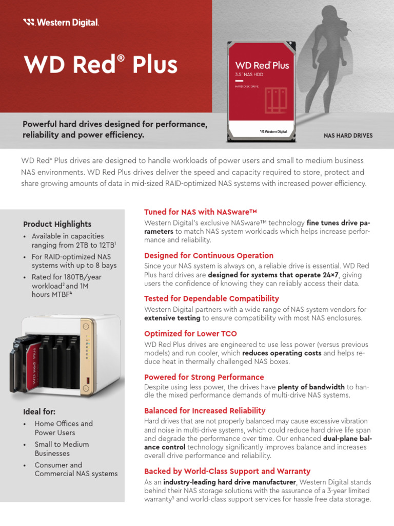 Product Brief WD Red Plus HDD | PDF | Hard Disk Drive | Computer Hardware