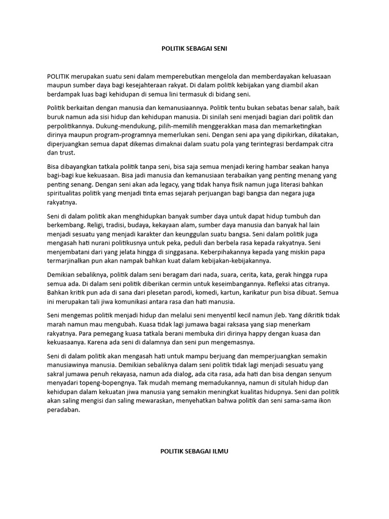 Seni dan Ilmu dalam Politik Modern | PDF