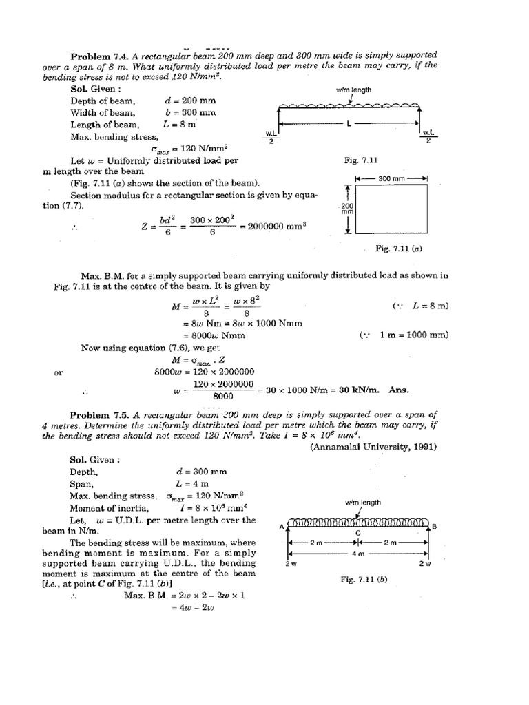 Bending Stress - Numericals | PDF