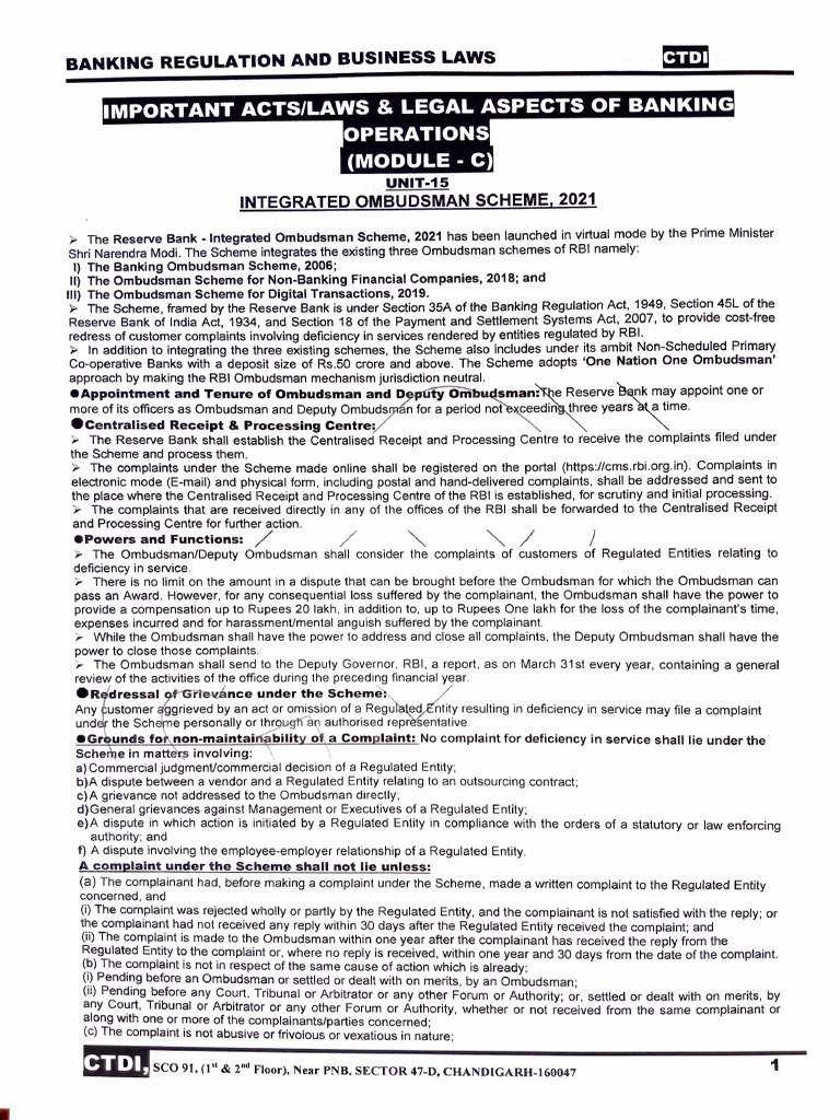 Banking Regulation and Business Law Module C | PDF