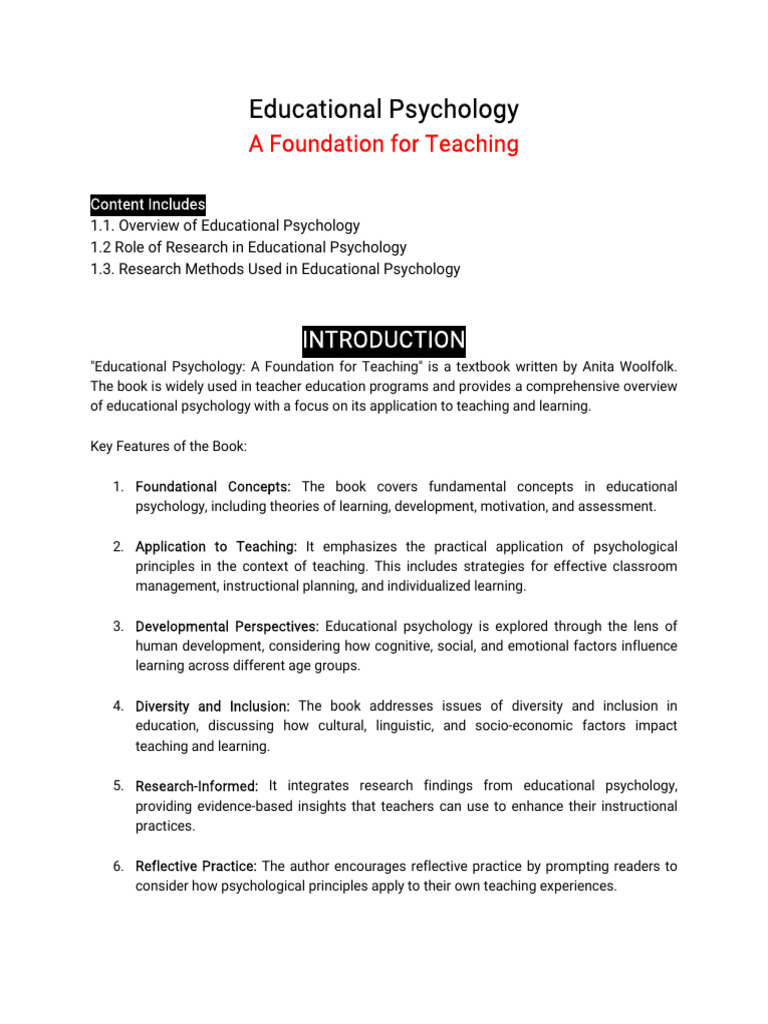 Foundations of Educational Psychology | PDF