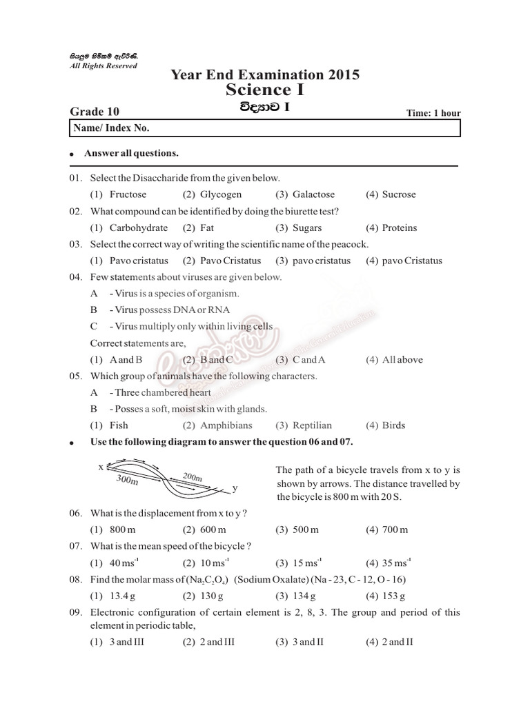Eg10 Sci tt3 2015 | PDF | Chemical Compounds | Pressure