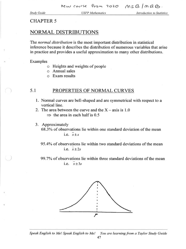 Normal Distributions For New MSB - MBB Course From 2020 | PDF