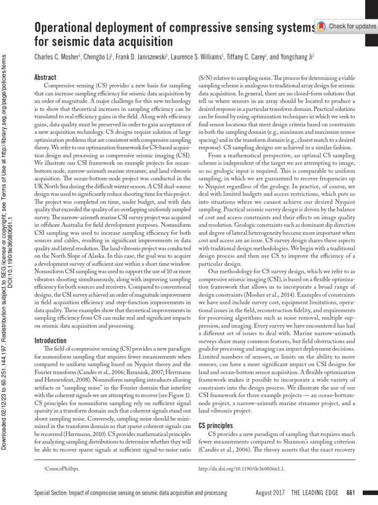 A - 2017 - Mosher - Special Section Impact of Compressive Sensing On Seismic Data Acquisition ...