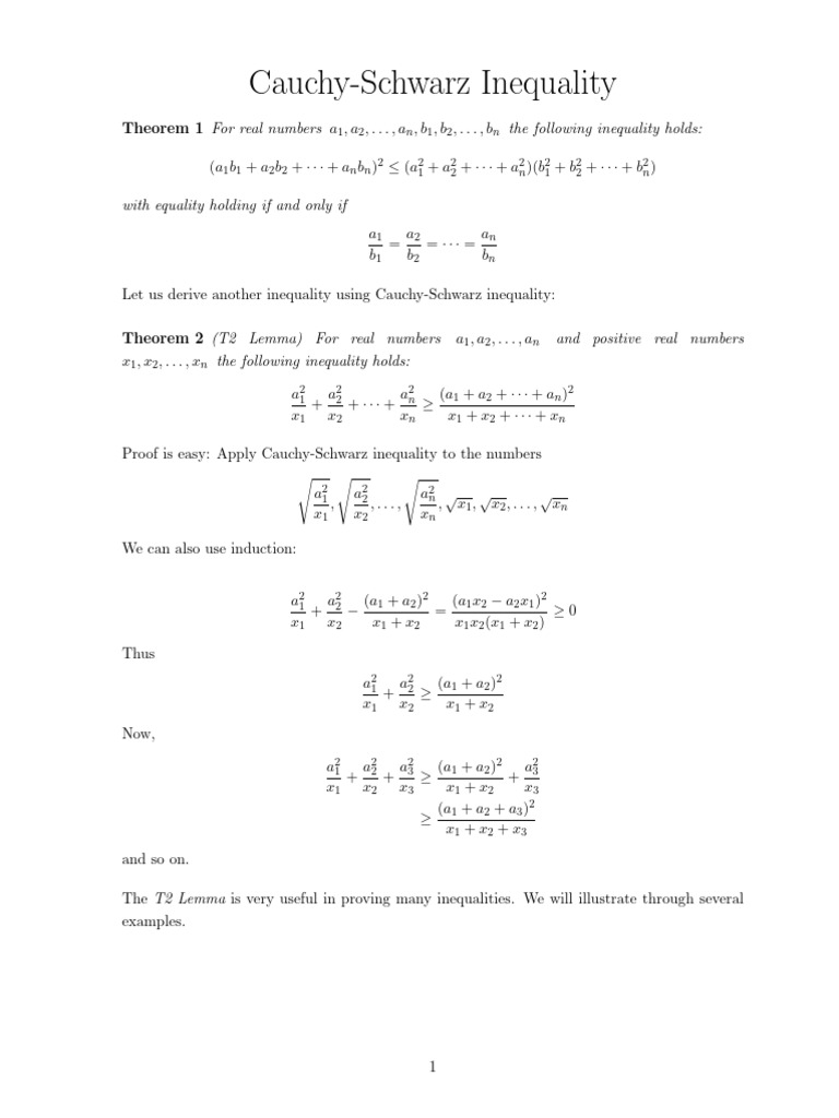 Cauchy Schwartz Questions | PDF