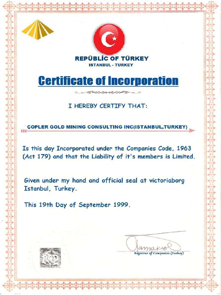 Certificate of Incorporation | PDF
