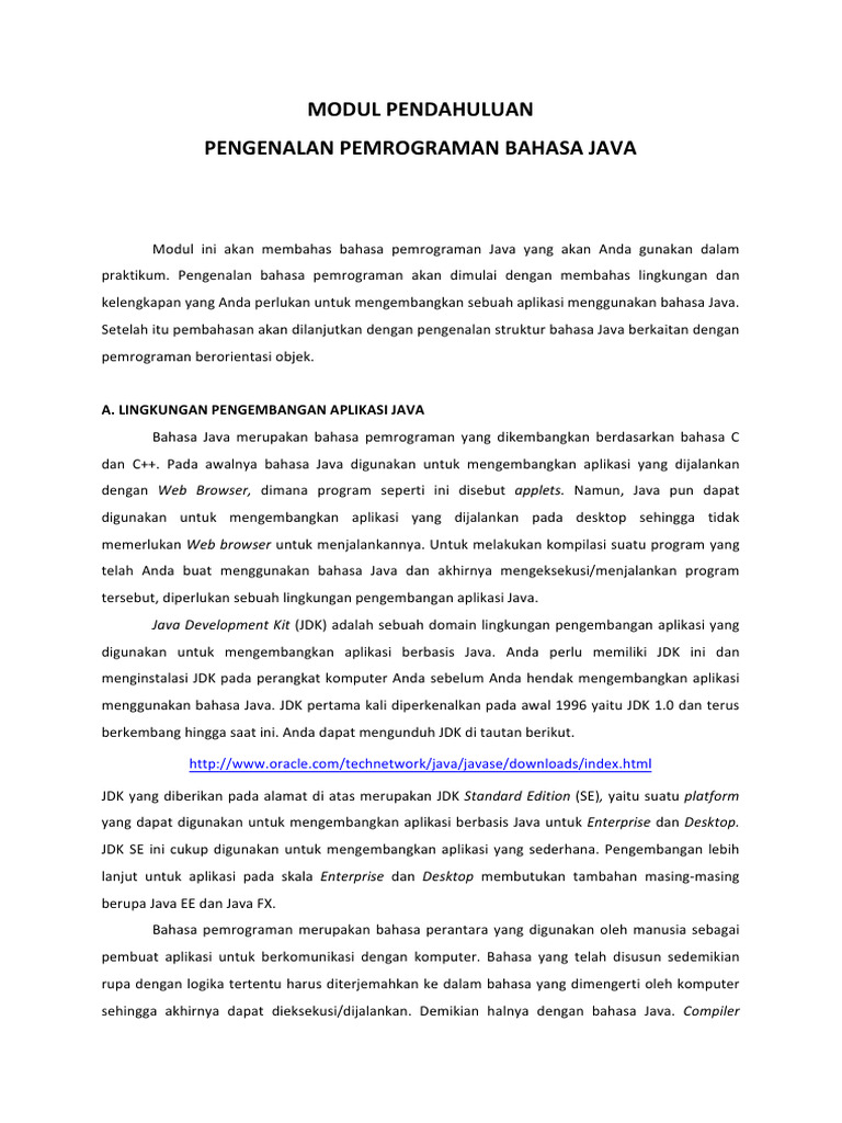 Modul 0 Pengenalan Java 2019 | PDF | Seni | Komputer