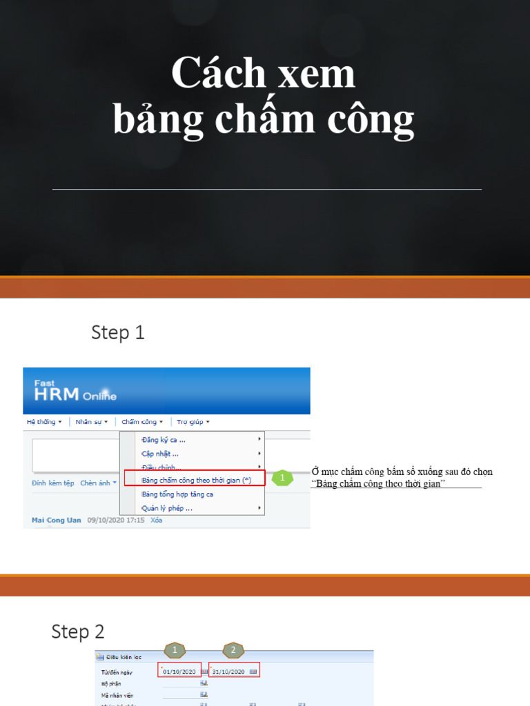 HDSD - Phân Hệ Chấm Công - HRM | PDF