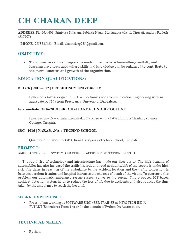 Charan Deep Resume | PDF