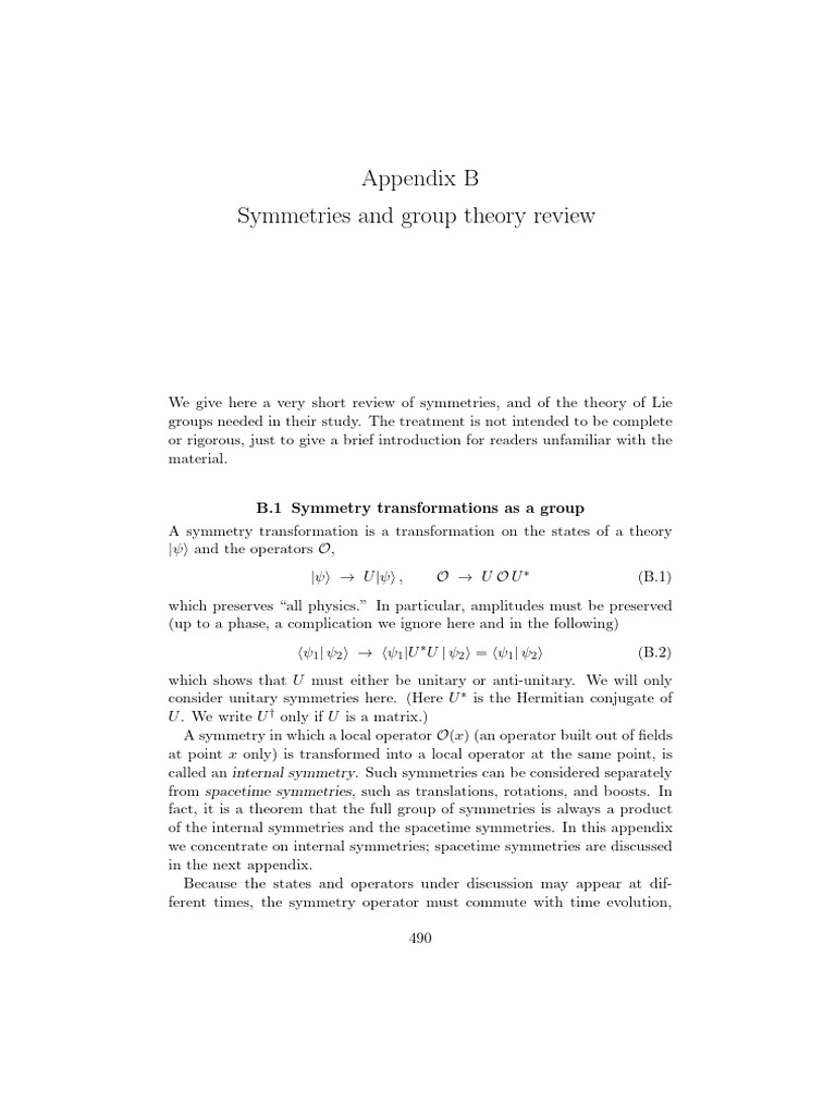 Symmetries and Group Theory Review | PDF Symmetries and Group Theory Review | PDF