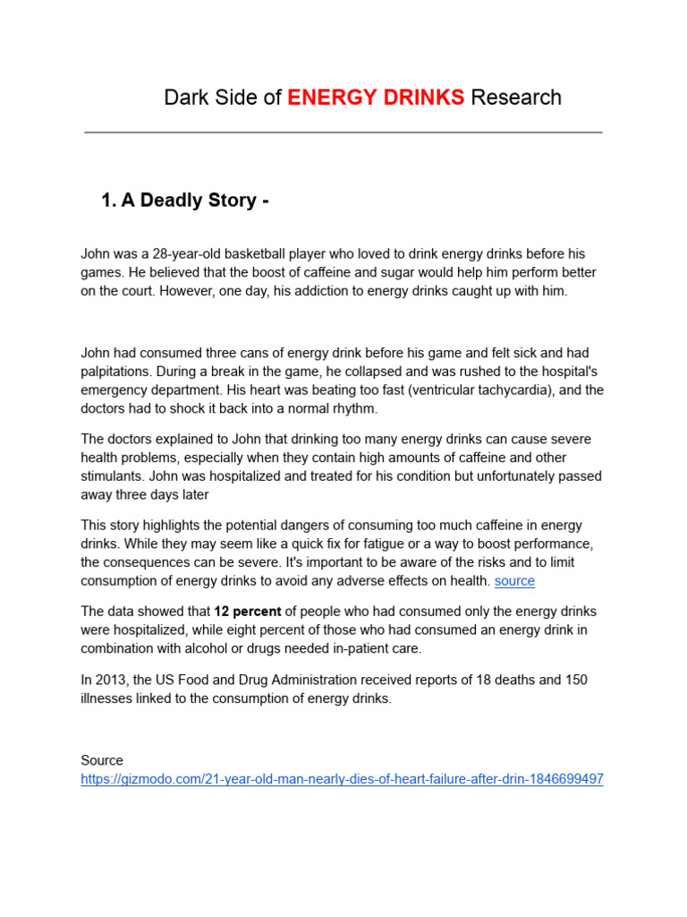 Reality of Energy Drinks Research Paper | PDF | Caffeine | Heart Rate