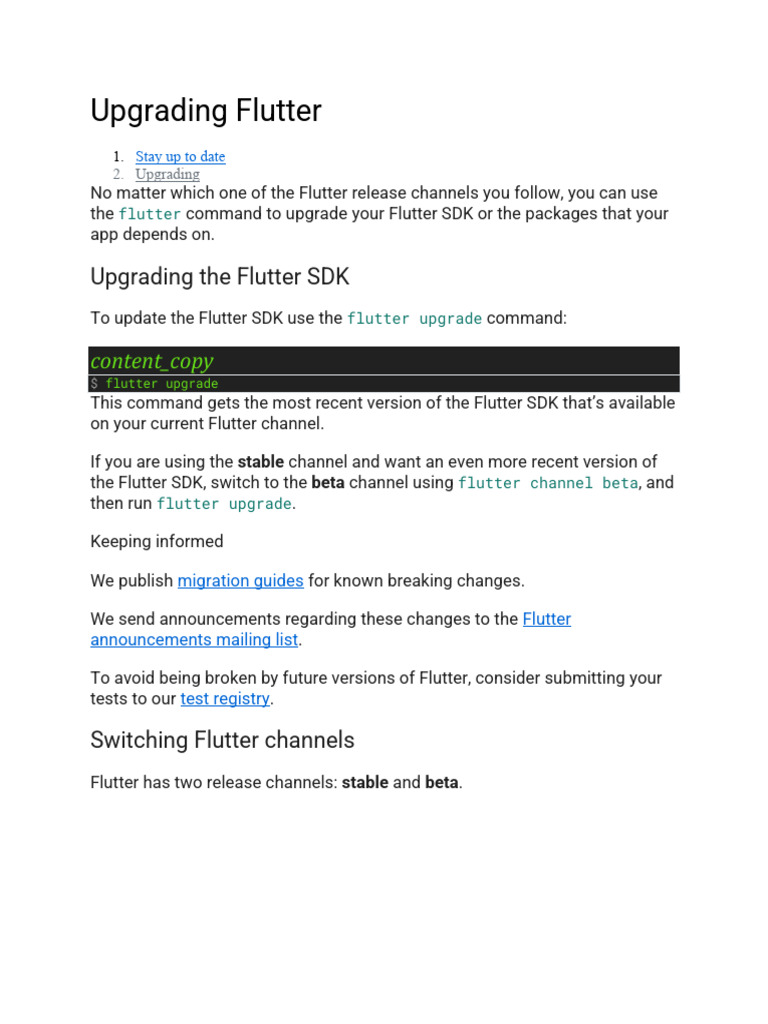 Upgrading Flutter | PDF