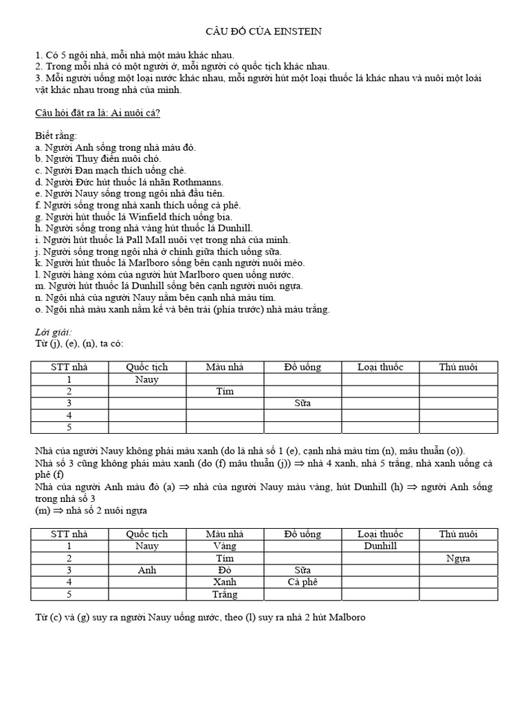Solve Einstein's Puzzle | PDF