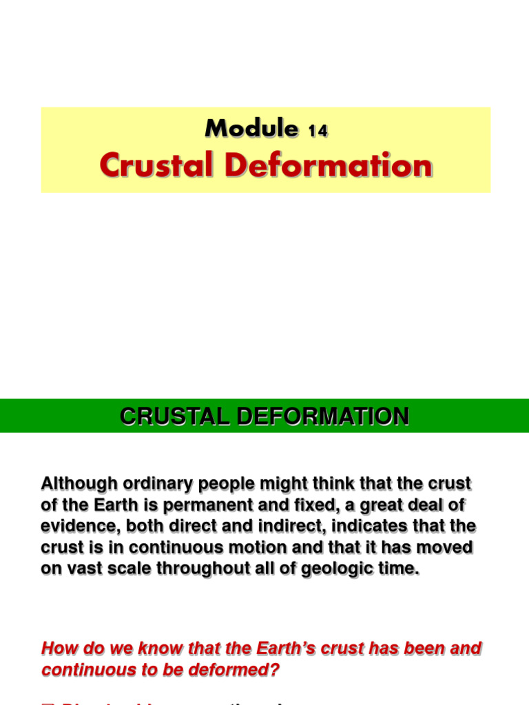 Module 14 - Crustal Deformation | PDF Module 14 - Crustal Deformation | PDF