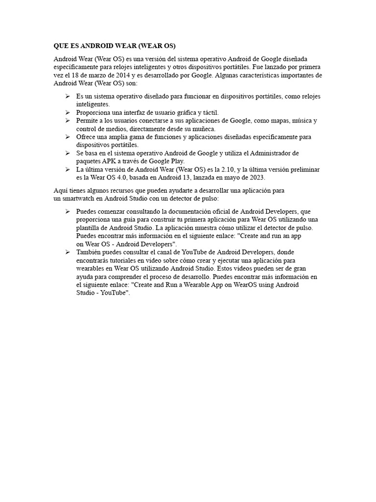 Que Es Android Wear | PDF | Android (sistema operativo) | Software de la aplicacion