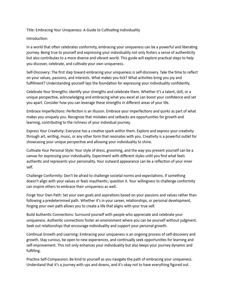 How To Be Unique | PDF | Authenticity (Philosophy) | Creativity