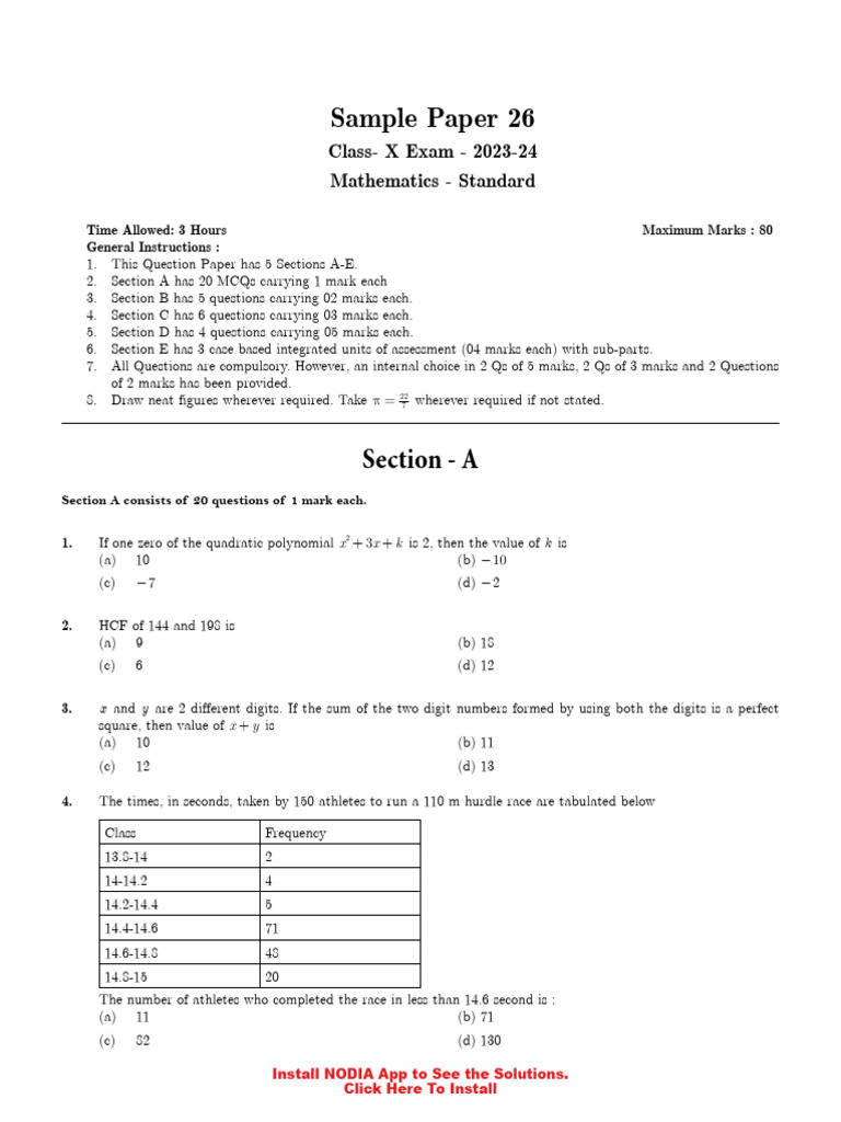 MATH Sample Paper 26 Unsolved | PDF | Bakery | Biscuit