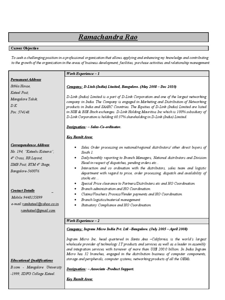 CV Ramachandra New | PDF | General Electric | Invoice