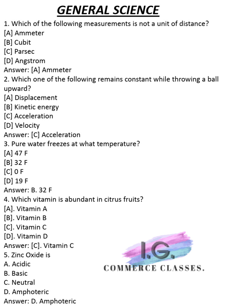 100 MCQ On General Science | PDF | Momentum | Reproduction