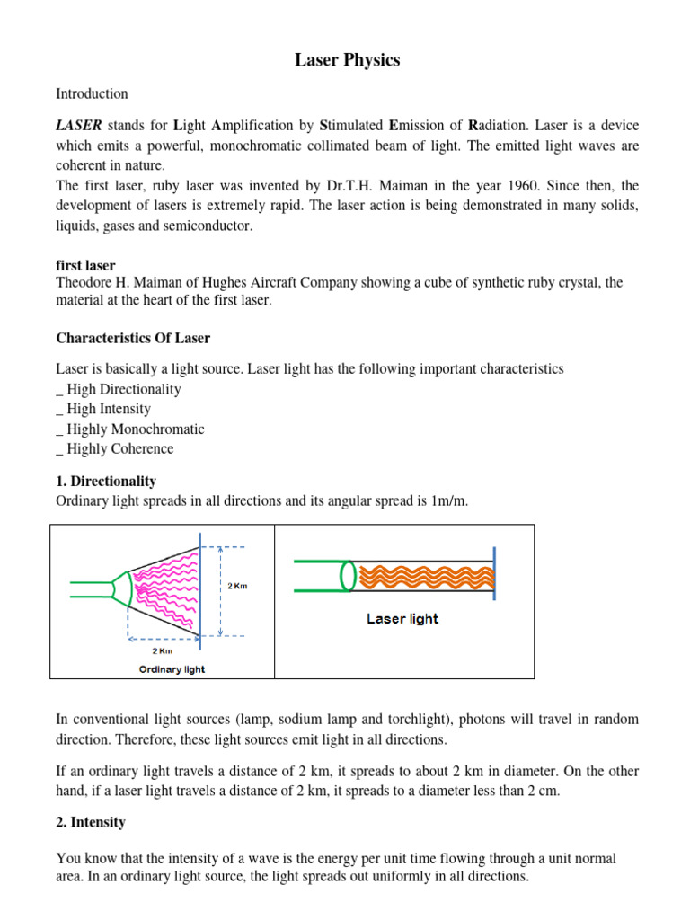 LaserPhysics Notes LMR | PDF | Laser | Laser Diode